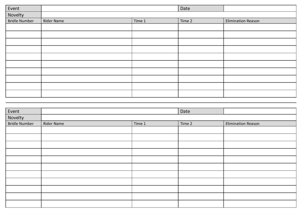 Novelties Score Sheet | Pony Club Western Australia